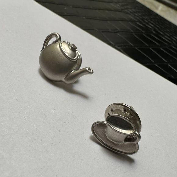 Jewelry | Lot Of 2 Silver Tone Brooch Tack Lapel Pins Teapot Teacup ...